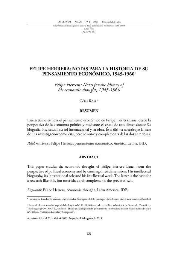 (PDF) Felipe Herrera: Notas Para La Historia De Su Pensamiento ...