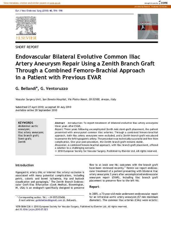 (PDF) Endovascular Bilateral Evolutive Common Iliac Artery Aneurysm ...