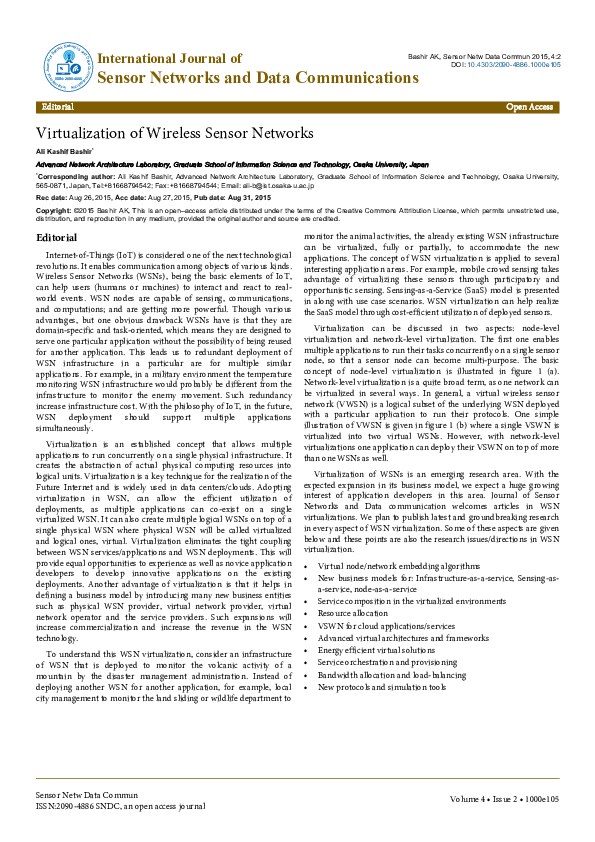 (PDF) Virtualization of Wireless Sensor Networks