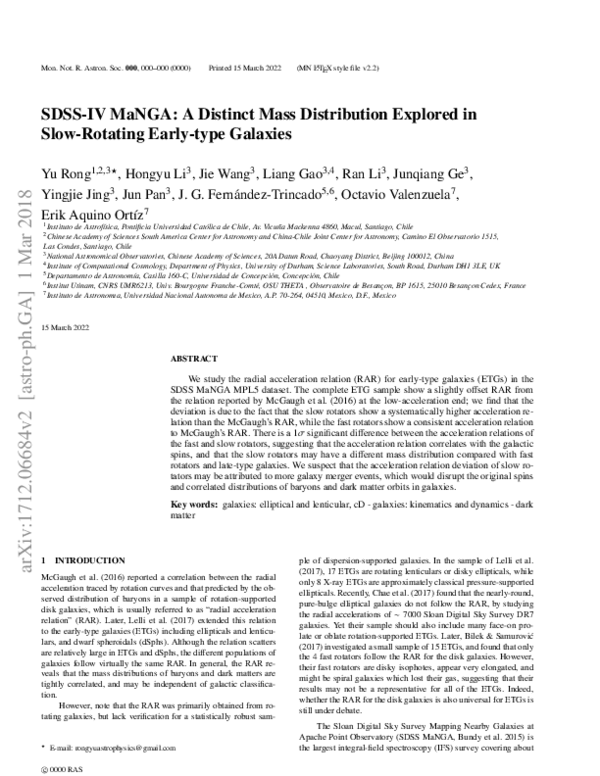 (PDF) SDSS-IV MaNGA : a distinct mass distribution explored in slow ...