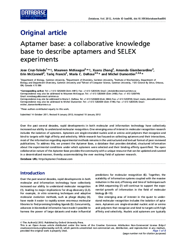 (PDF) Department of Biology, Carleton University