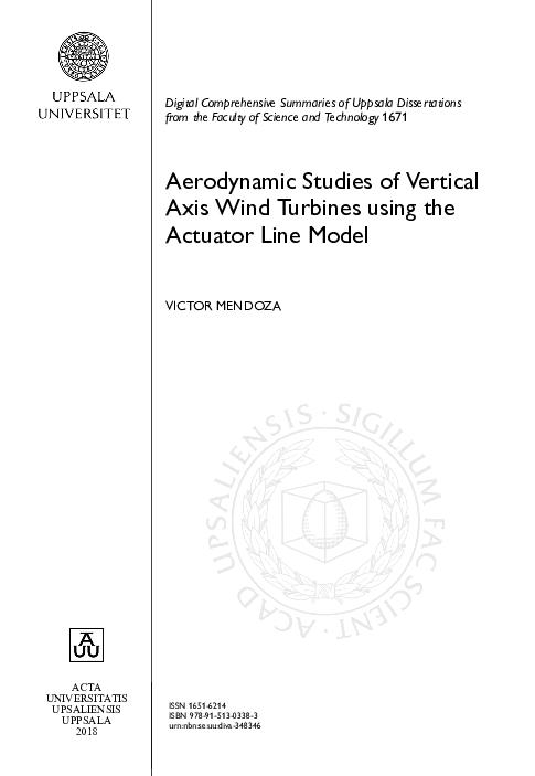 (PDF) Aerodynamic Studies of Vertical Axis Wind Turbines using the Actuator Line Model