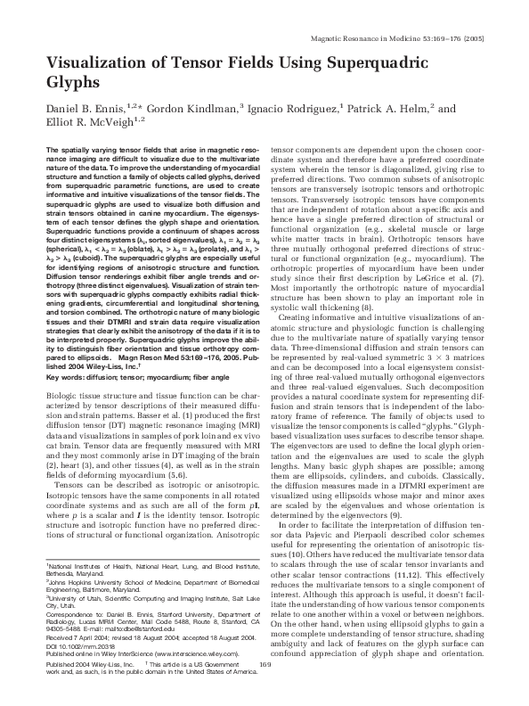 (PDF) Visualization of tensor fields using superquadric glyphs