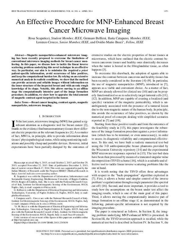 (PDF) An Effective Procedure for MNP-Enhanced Breast Cancer Microwave Imaging