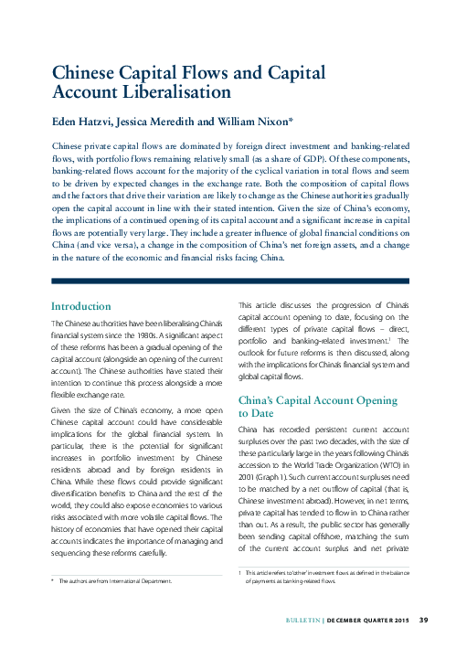 (PDF) Chinese Capital Flows and Capital Account Liberalisation