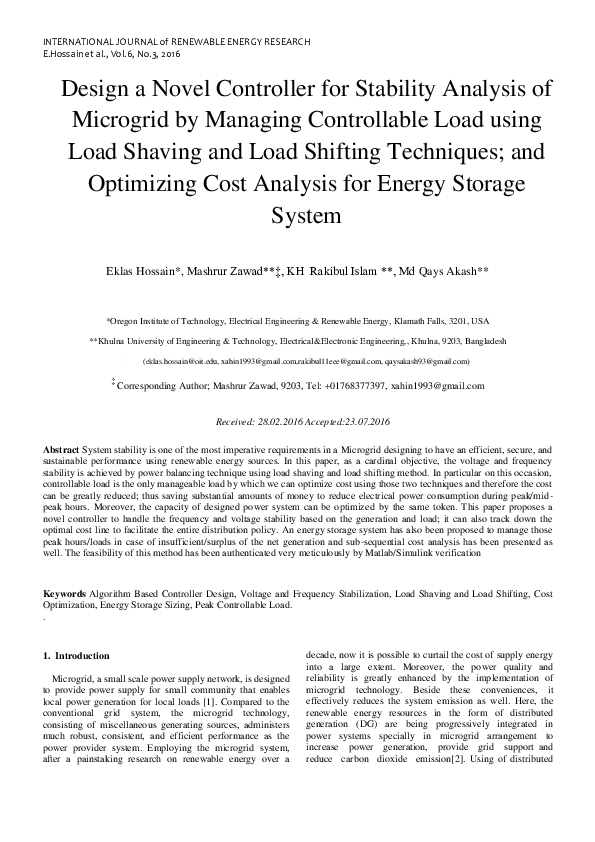 (PDF) Design a Novel Controller for Stability Analysis of Microgrid by Managing Controllable ...