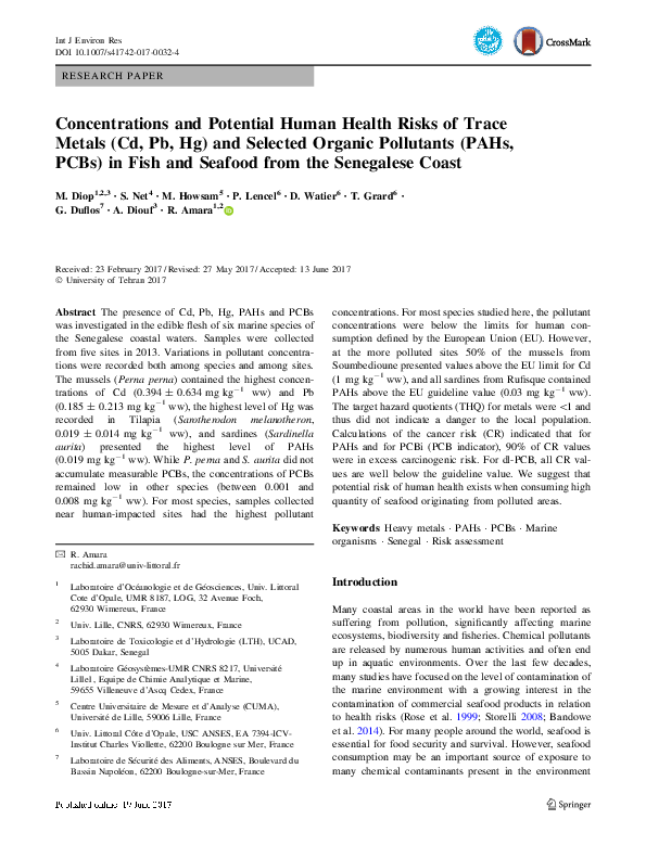 (PDF) Concentrations and Potential Human Health Risks of Trace Metals ...