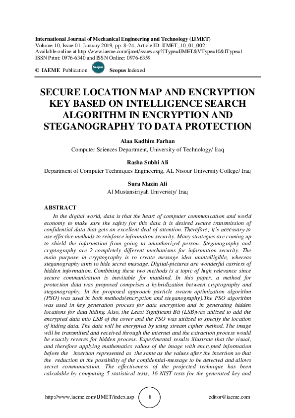 (PDF) SECURE LOCATION MAP AND ENCRYPTION KEY BASED ON INTELLIGENCE SEARCH ALGORITHM IN ...