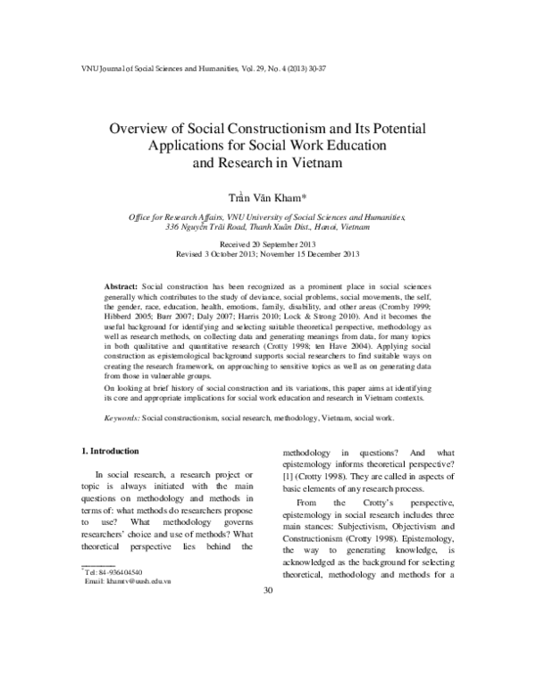(PDF) Overview of Social Constructionism and Its Potential Applications ...