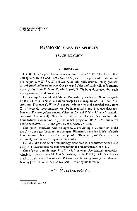 (PDF) Harmonic maps to spheres