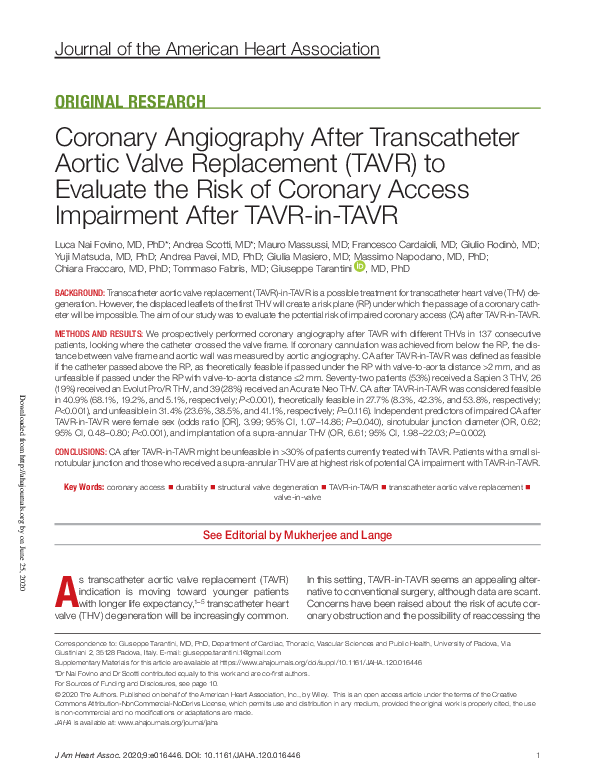 (PDF) Coronary Angiography After Transcatheter Aortic Valve Replacement ...