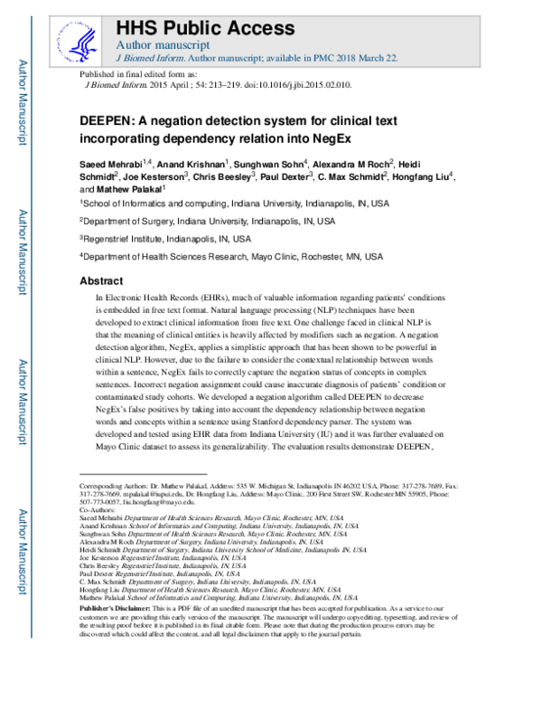 (PDF) DEEPEN: A negation detection system for clinical text incorporating dependency relation ...