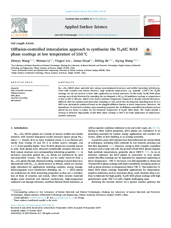 (PDF) Diffusion-controlled intercalation approach to synthesize the ...