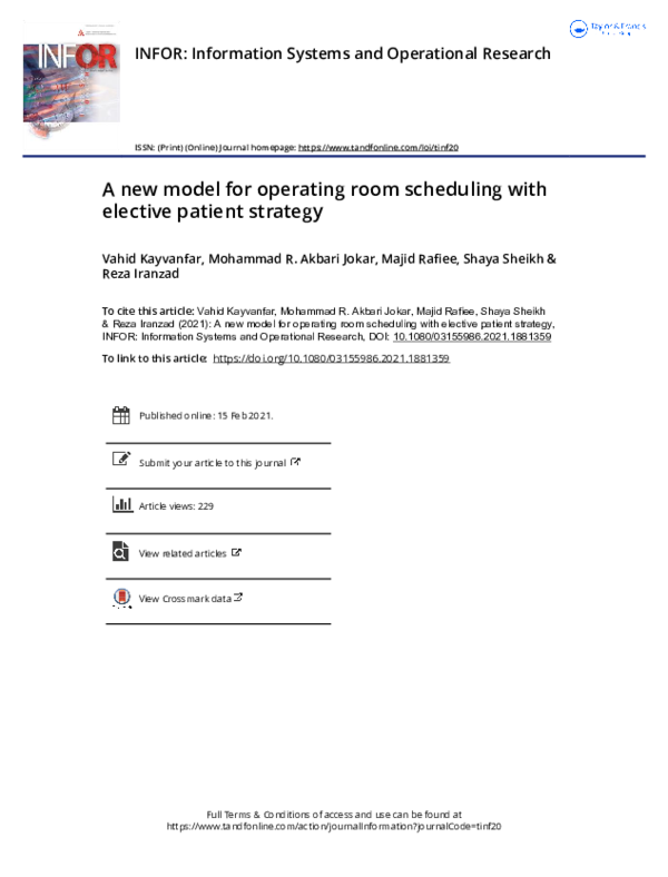 (PDF) A new model for operating room scheduling with elective patient ...