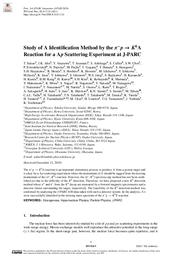 (PDF) Study of \(\Lambda \) Identification Method by the \(\pi ^{ - }p ...