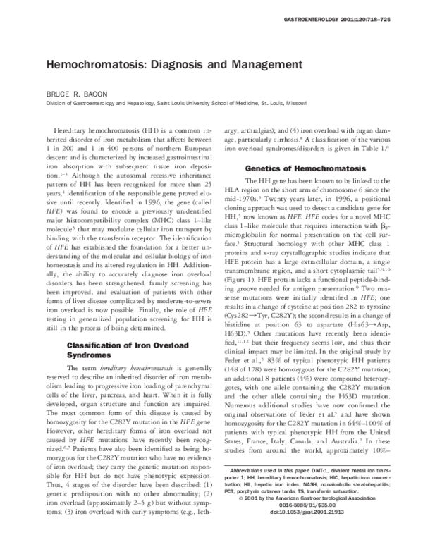 (PDF) Hemochromatosis: Diagnosis and management