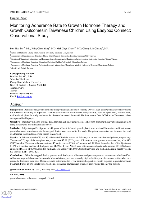 (PDF) Monitoring Adherence Rate to Growth Hormone Therapy and Growth ...