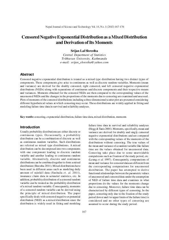 (PDF) Censored Negative Exponential Distribution as a Mixed ...
