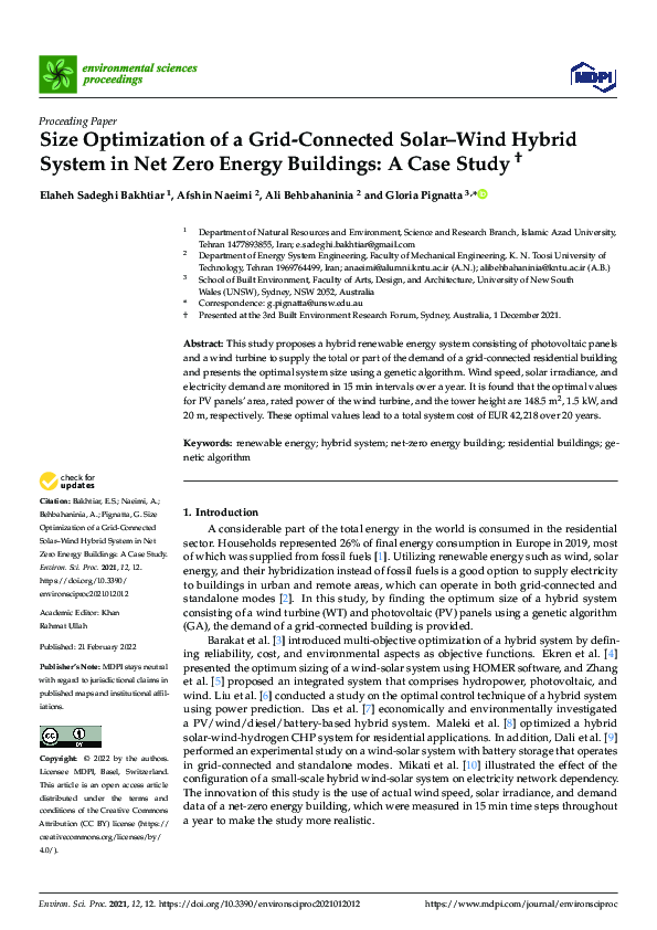 (PDF) Size Optimization of a Grid-Connected Solar–Wind Hybrid System in Net Zero Energy ...