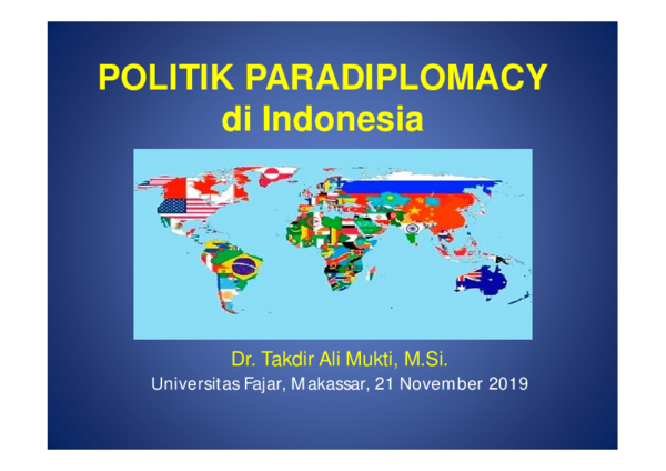 (PDF) Politik Paradiplomacy di Indonesia