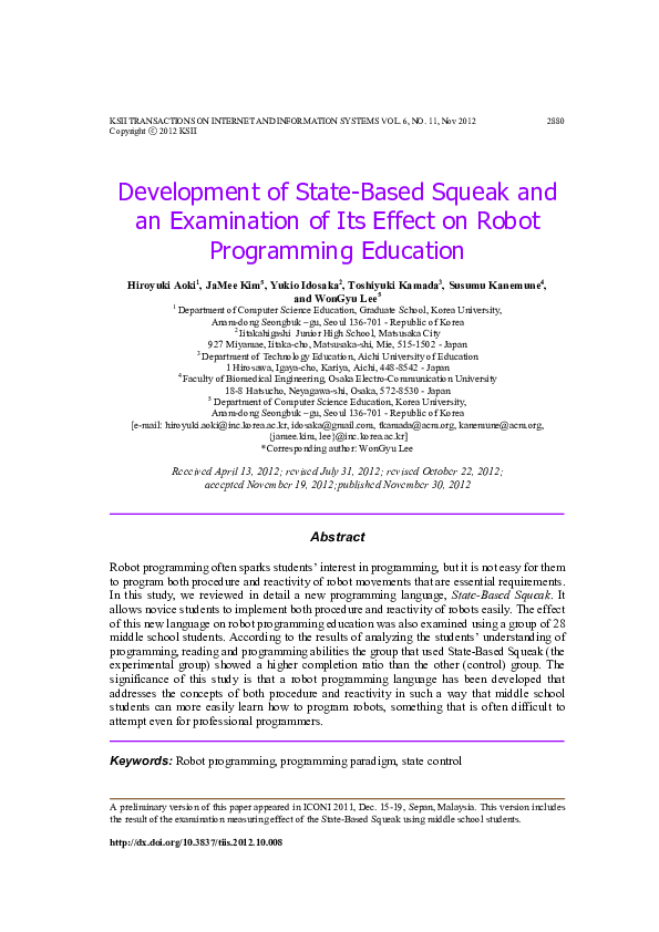 (PDF) Development of State-Based Squeak and an Examination of Its ...