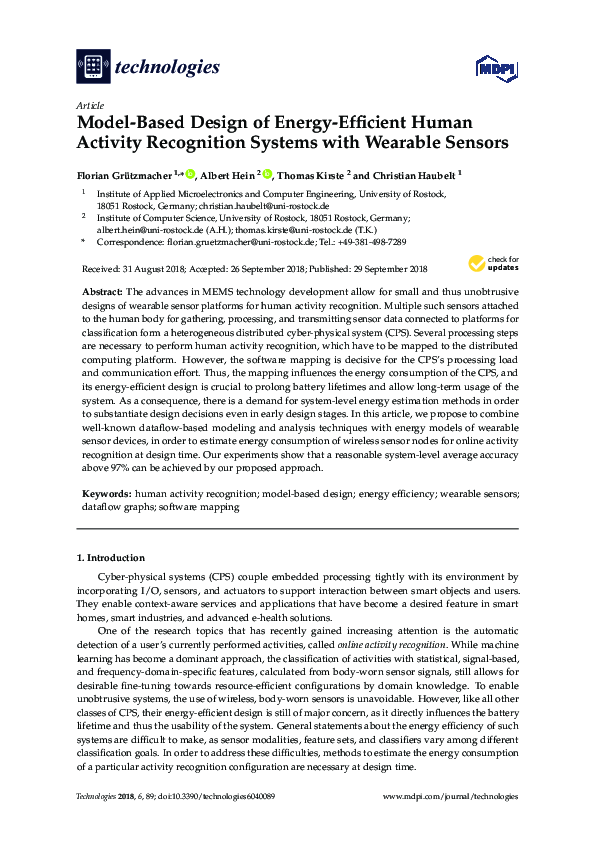 Pdf Model Based Design Of Energy Efficient Human Activity Recognition Systems With Wearable