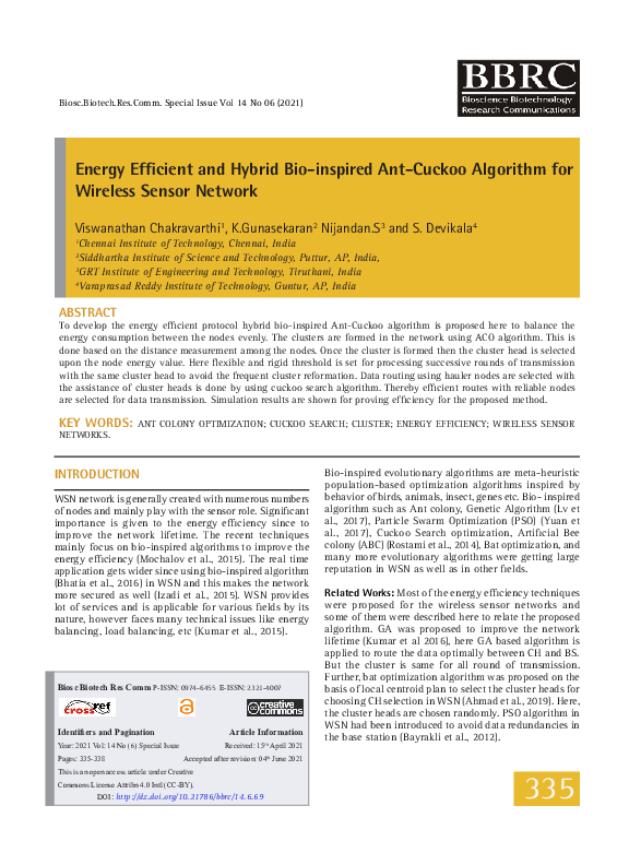 (PDF) Energy Efficient and Hybrid Bio-inspired Ant-Cuckoo Algorithm for ...