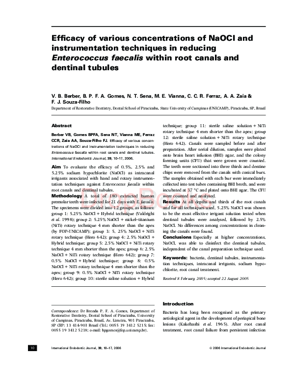 (PDF) Efficacy of various concentrations of NaOCl and instrumentation ...