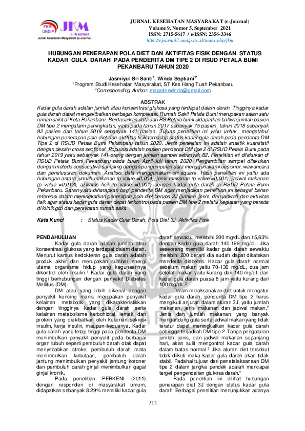 (PDF) Hubungan Penerapan Pola Diet Dan Aktifitas Fisik Dengan Status ...