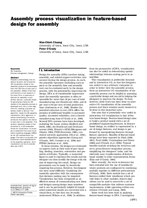 (PDF) Assembly process visualization in feature‐based design for assembly