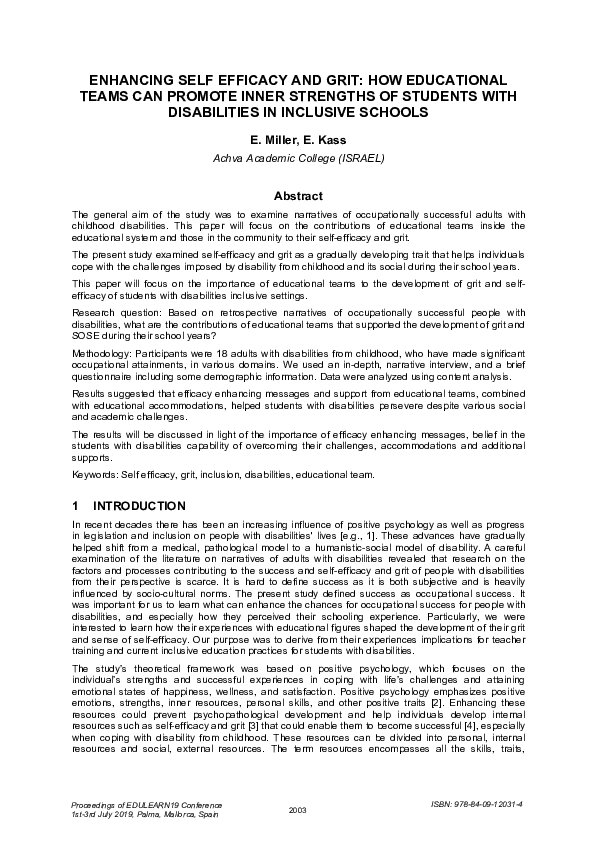 (PDF) Enhancing Self Efficacy and Grit: How Educational Teams Can ...