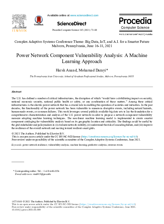 Pdf Power Network Component Vulnerability Analysis A Machine