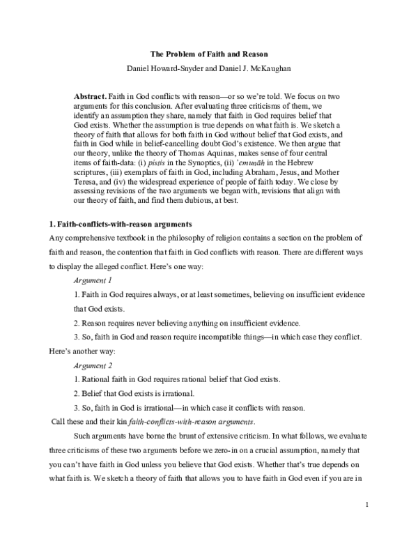 (DOC) The problem of faith and reason