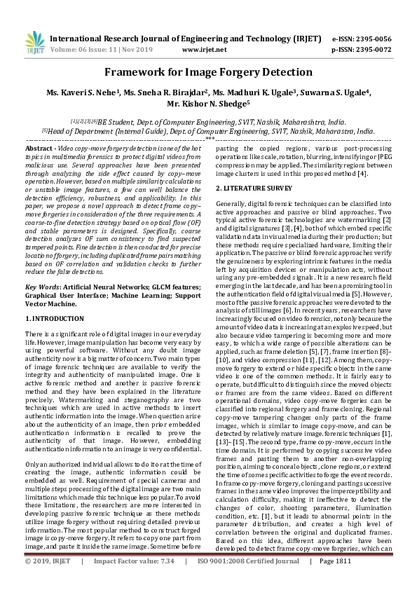 (PDF) Framework for Image Forgery Detection