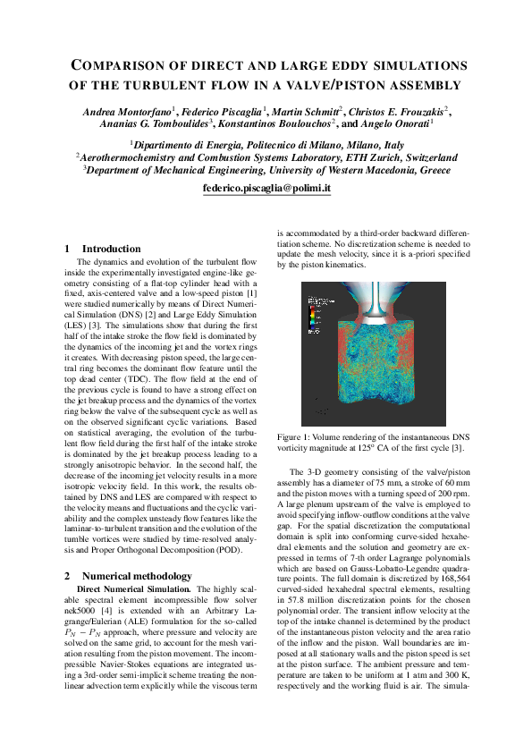 (PDF) Comparison of Direct and Large Eddy Simulations of the Turbulent Flow in a Valve/Piston ...