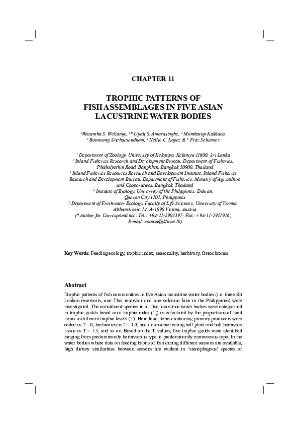 (PDF) TROPHIC PATTERNS OF FISH ASSEMBLAGES IN FIVE ASIAN LACUSTRINE ...