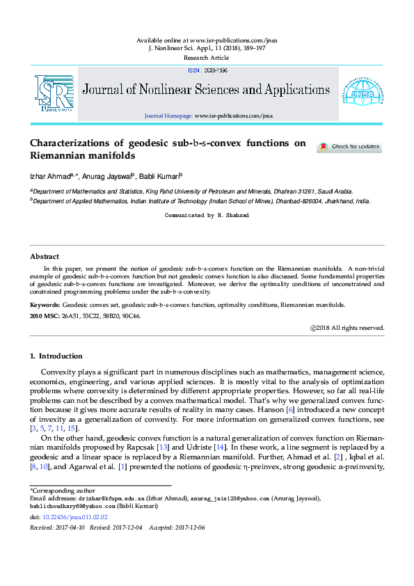 (PDF) Characterizations of geodesic sub-b-s-convex functions on ...