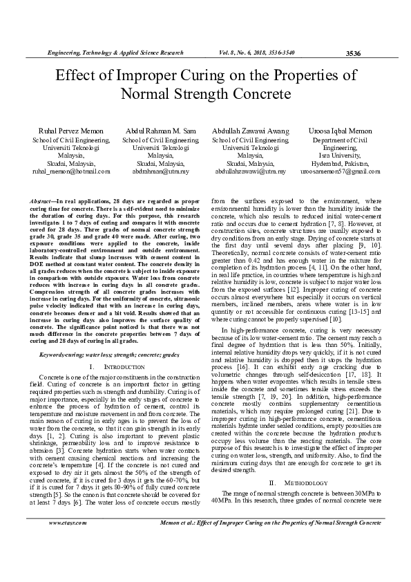 (PDF) Effect of Improper Curing on the Properties of Normal Strength ...