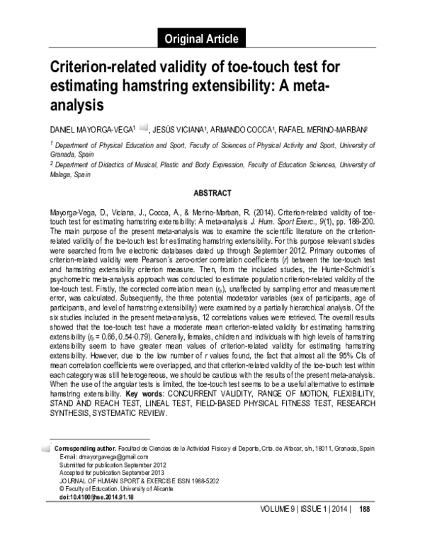 (PDF) Criterion-related validity of toe-touch test for estimating ...