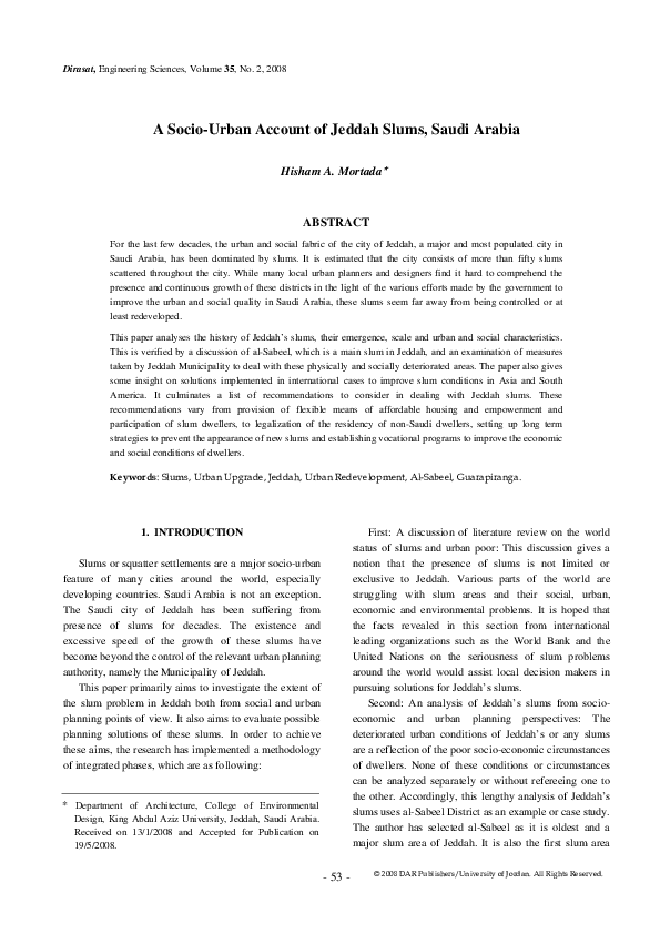 (PDF) A Socio-Urban Account of Jeddah Slums, Saudi Arabia