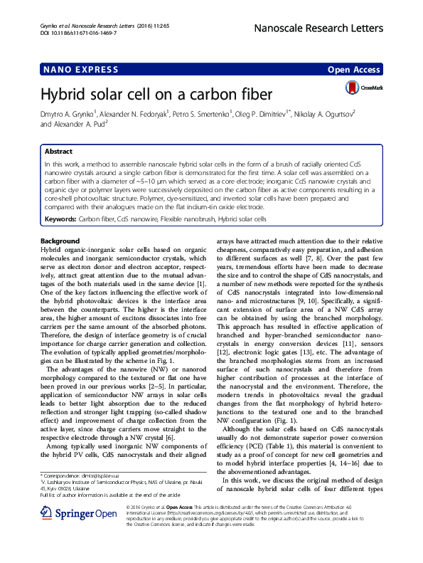 (PDF) Hybrid solar cell on a carbon fiber