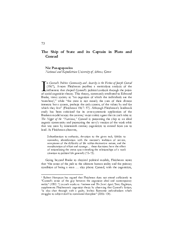 (PDF) The Ship of State and its Captain in Plato and Conrad