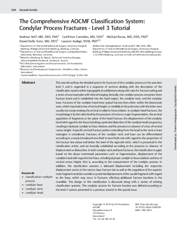 (PDF) The Comprehensive AOCMF Classification System: Condylar Process ...
