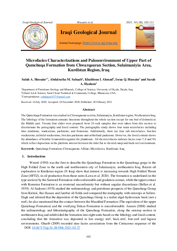 (PDF) Microfacies Characterizations and Paleoenvironment of Upper Part ...