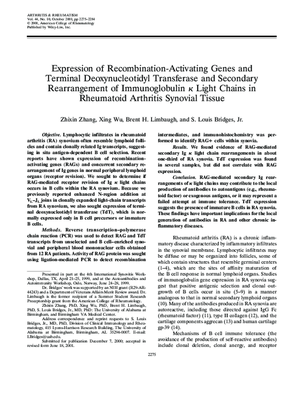 (PDF) RAG Gene Expression and IgH Rearrangements in AML