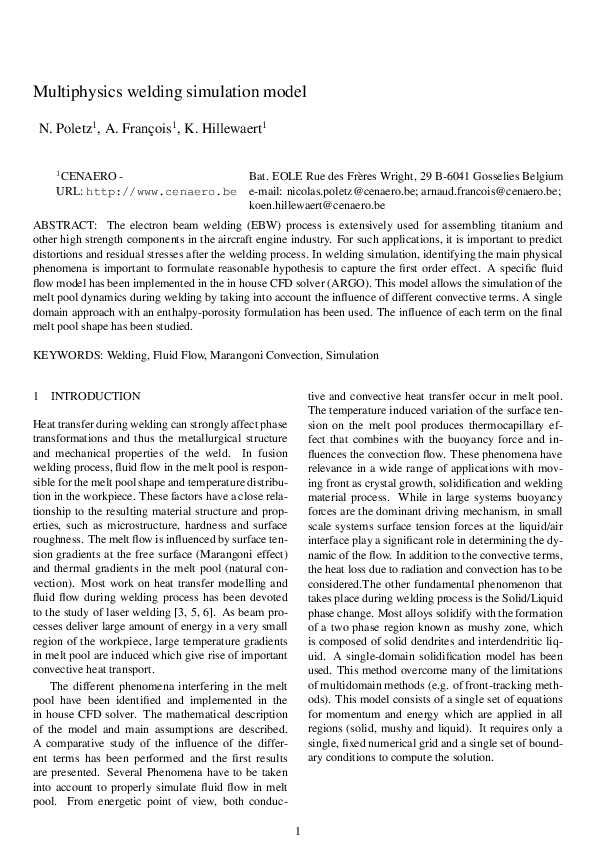 (PDF) Multiphysics welding simulation model