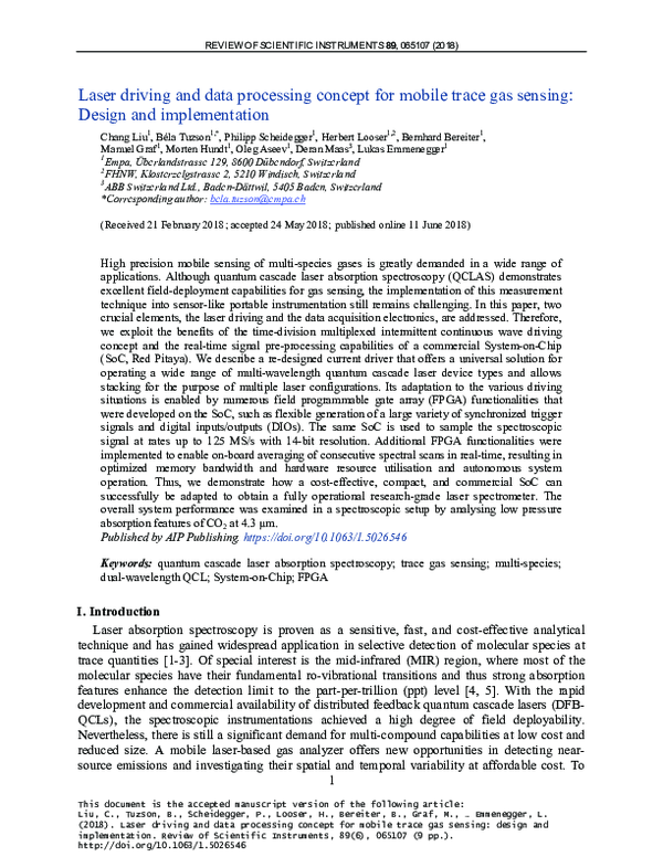 (PDF) Laser driving and data processing concept for mobile trace gas sensing: Design and ...