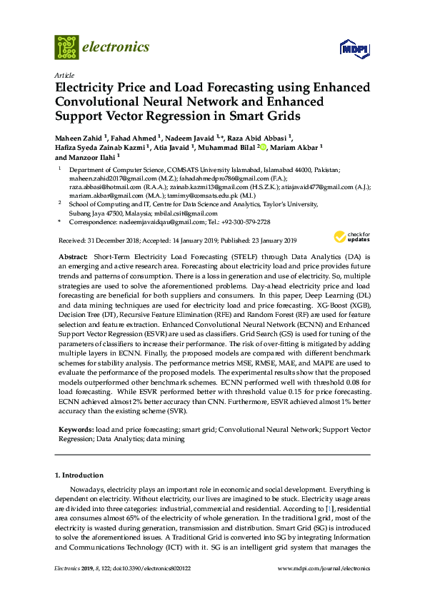 (PDF) Electricity Price and Load Forecasting using Enhanced Convolutional Neural Network and ...