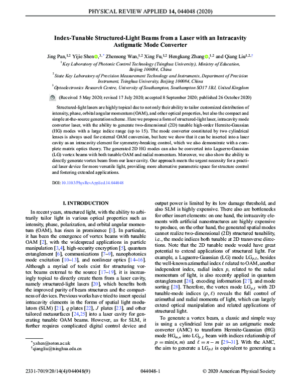 (PDF) Index-Tunable Structured-Light Beams from a Laser with an ...