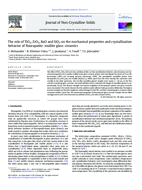 (PDF) The role of TiO2, ZrO2, BaO and SiO2 on the mechanical properties ...
